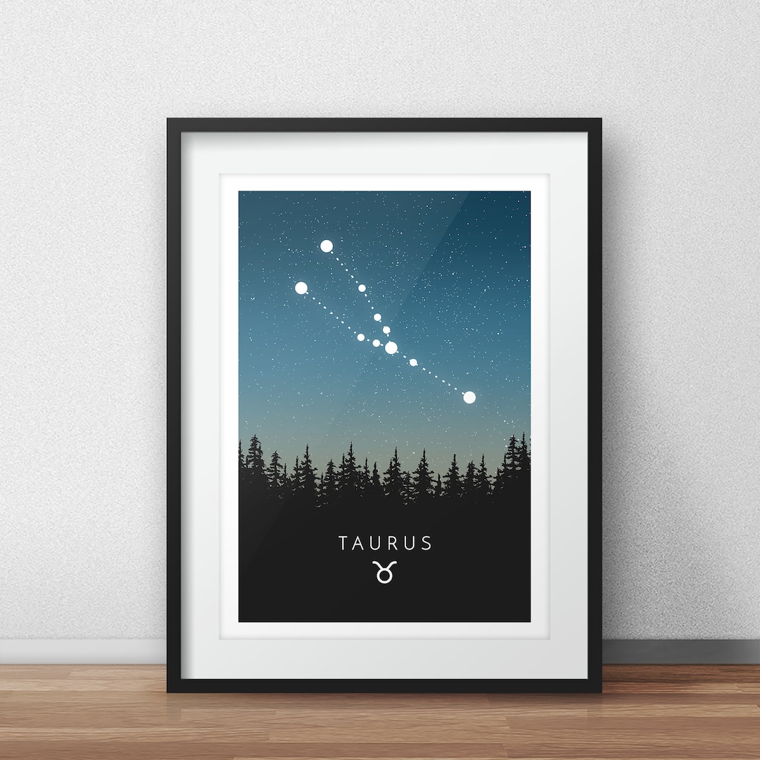 Taurus Constellation Art Print, Star Sign Print, Horoscope Print ...