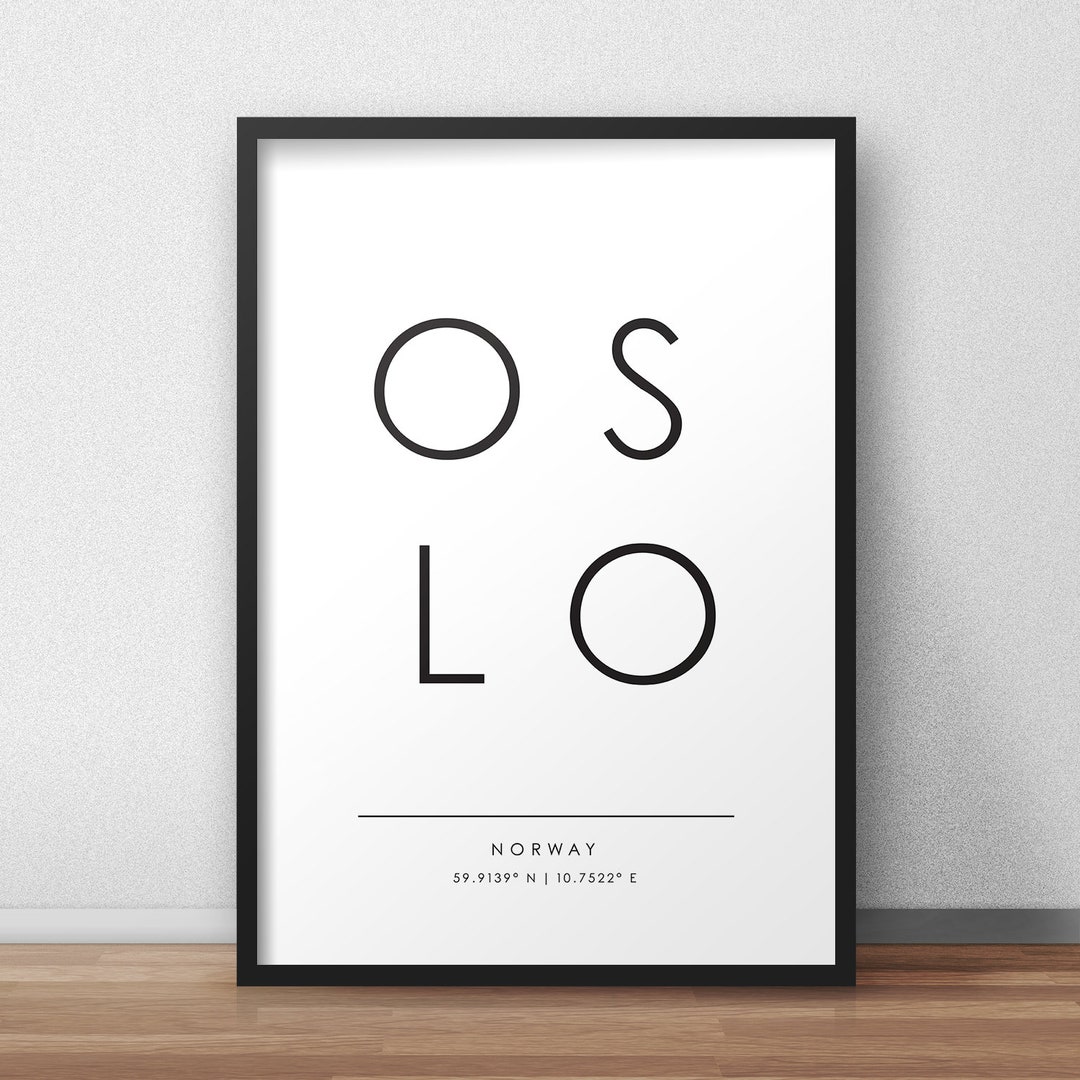 Oslo City Print, Oslo Poster, Typography Print, Oslo Print, Nordic Wall ...