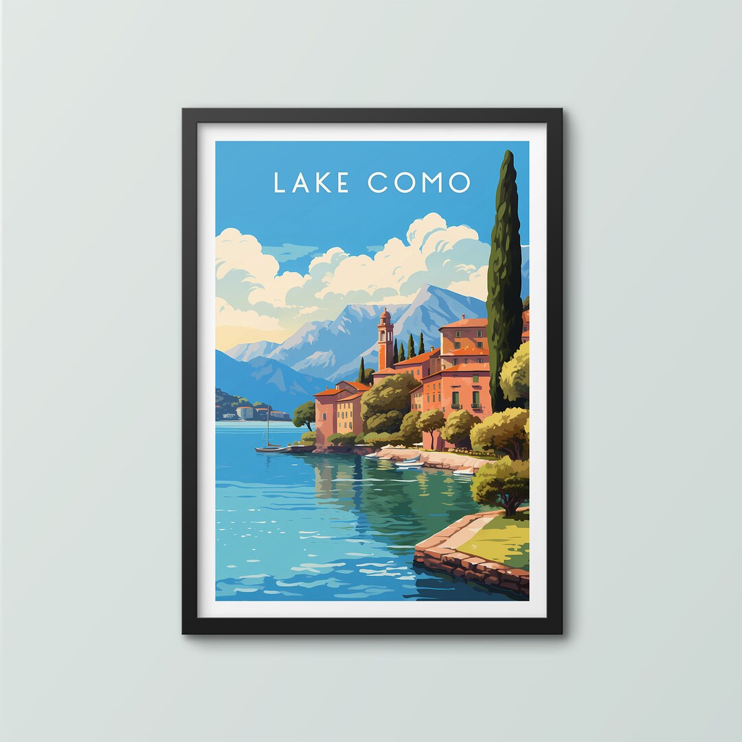Lake Como Travel Poster Wall Art Print Lake Como Poster Lake - Etsy