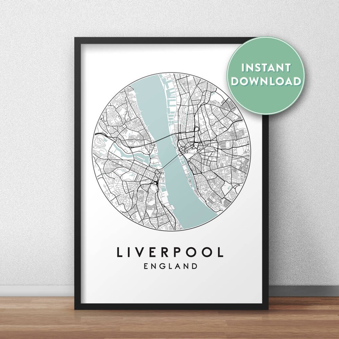 Liverpool City Map Printable, Street Map Art, Liverpool Map Print, City ...