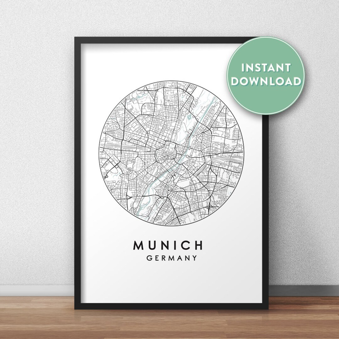 Munich City Map Printable, Street Map Art, Munich Map Print, City Map ...