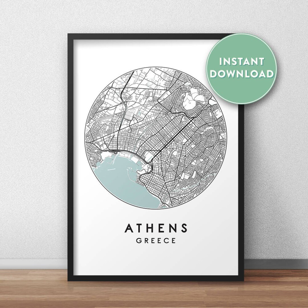 Athens City Map Printable, Street Map Art, Athens Map Print, City Map ...