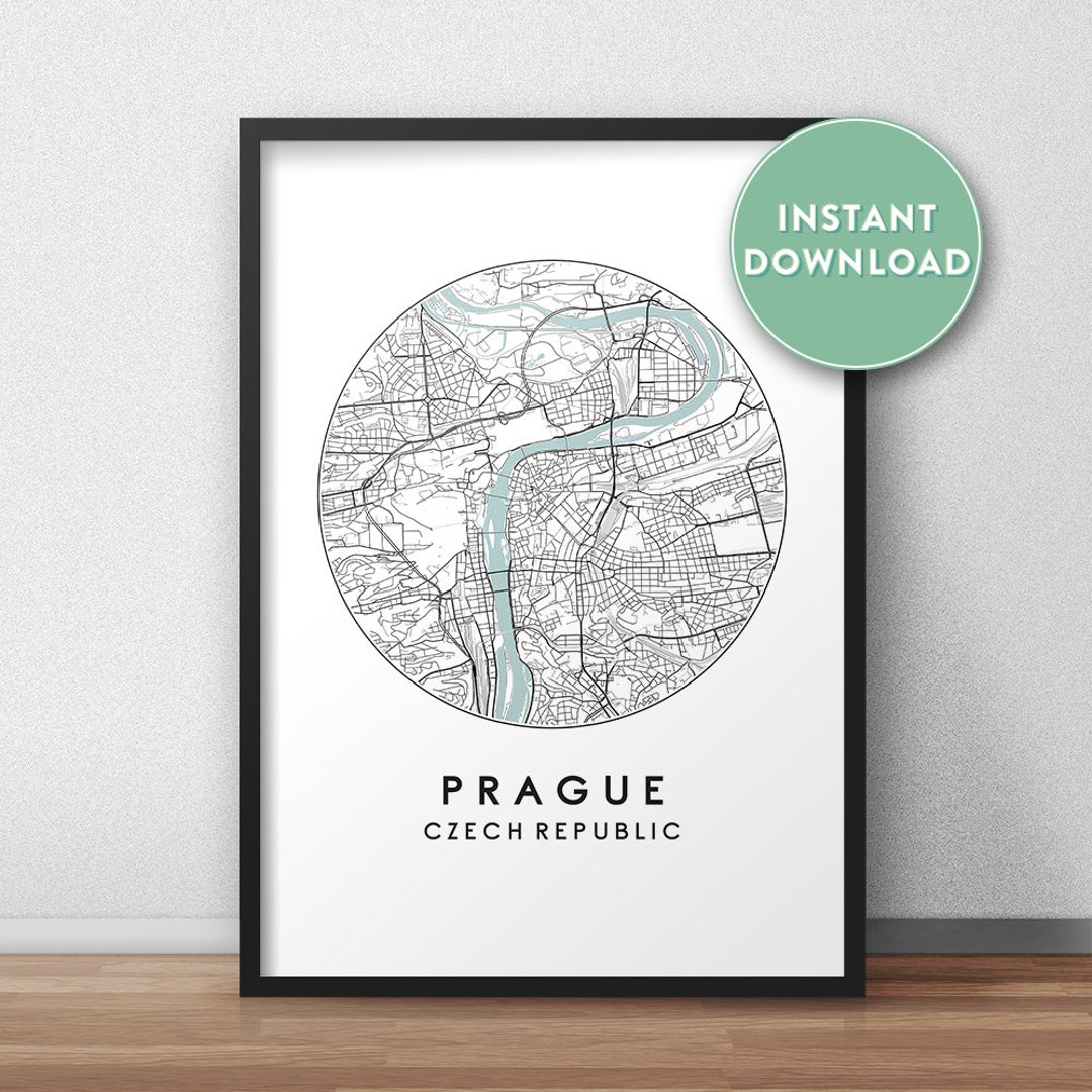 Prague City Map Printable, Street Map Art, Prague Map Print, City Map ...