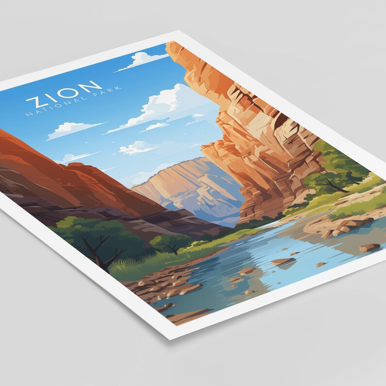 Zion National Park Travel Poster Wall Art Print Zion Poster Zion Print ...