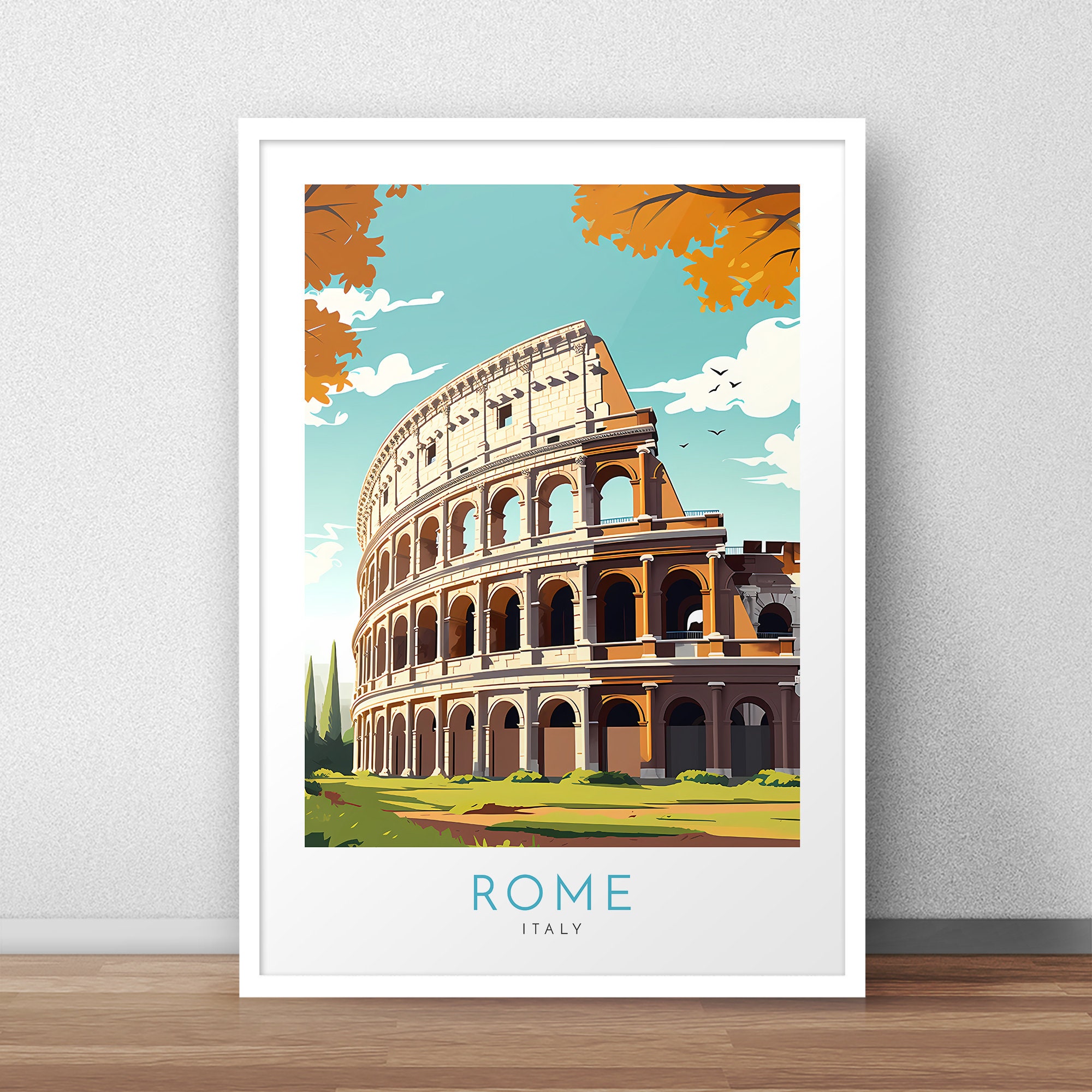 Rome Travel Poster Wall Art Print Rome Poster Italy Print Colosseum Art ...
