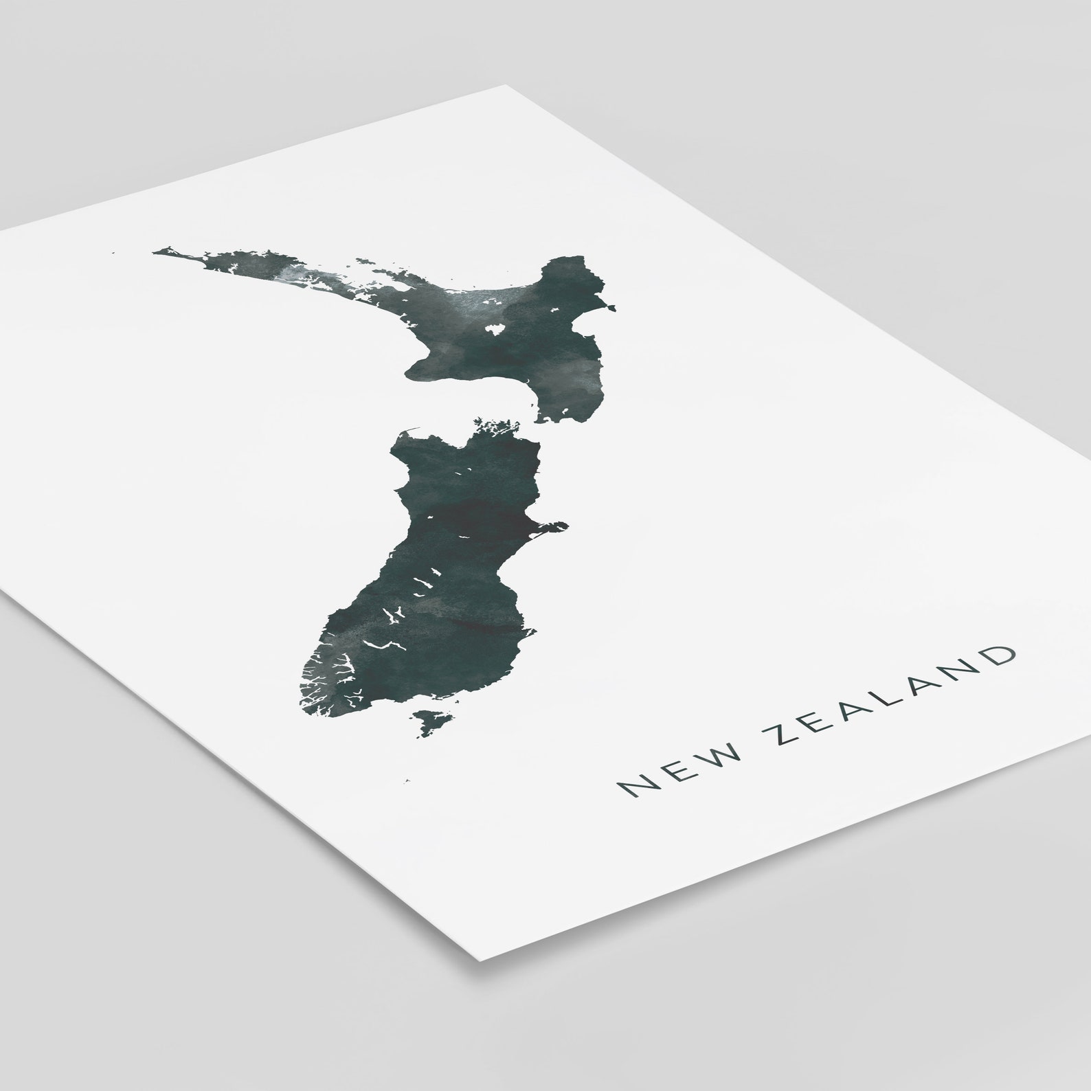 New Zealand Map Watercolor Map Art New Zealand Map Poster - Etsy