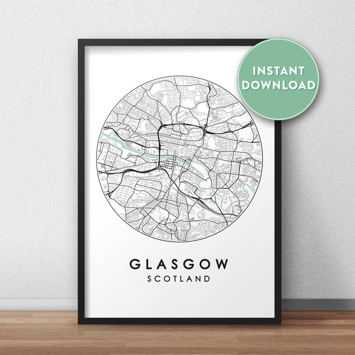 Glasgow City Map Printable Street Map Art Glasgow Map Print - Etsy UK
