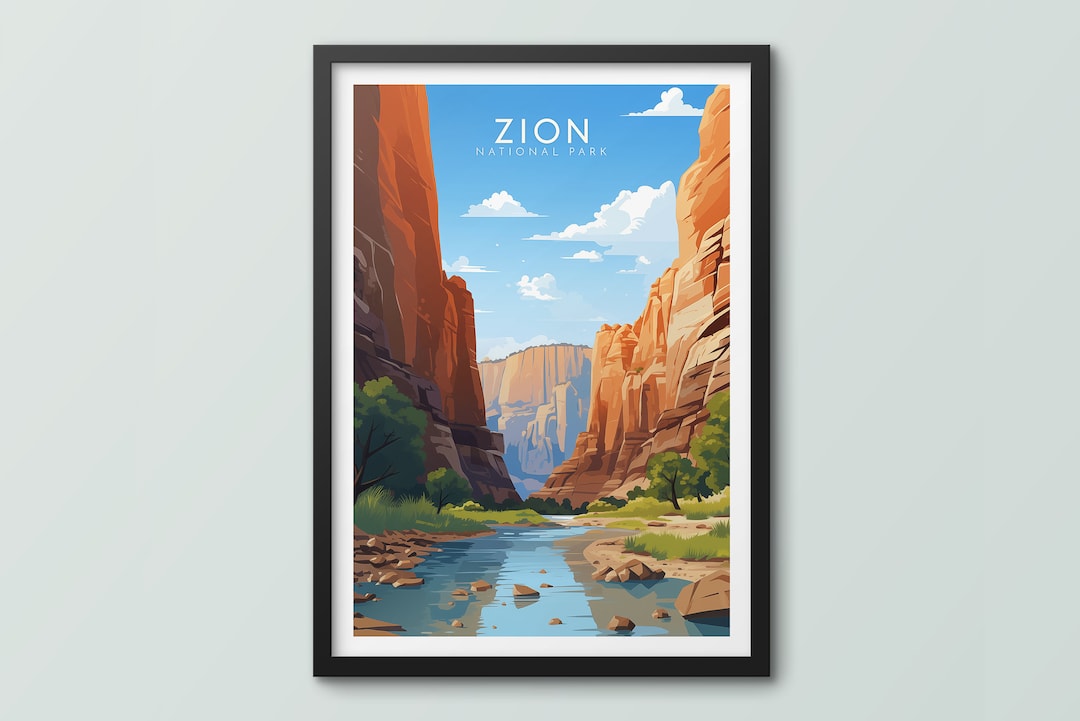 Zion National Park Travel Poster Wall Art Print Zion Poster Zion Print ...