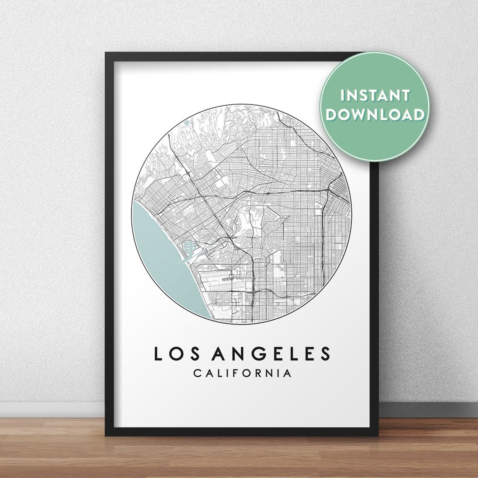 Los Angeles City Map Printable Street Map Art Los Angeles | Etsy