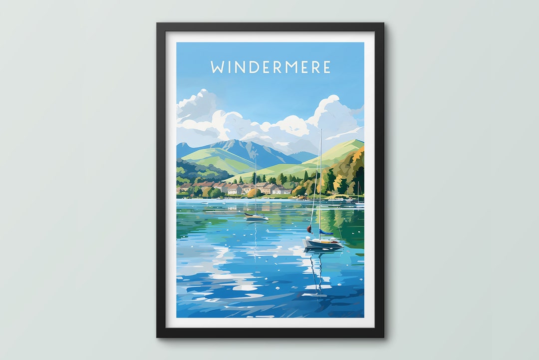 Windermere Lake District Travel Poster Wall Art Print Windermere Poster ...
