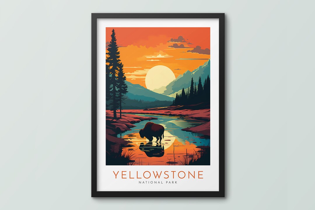 Yellowstone National Park Travel Poster Wall Art Print Yellowstone ...