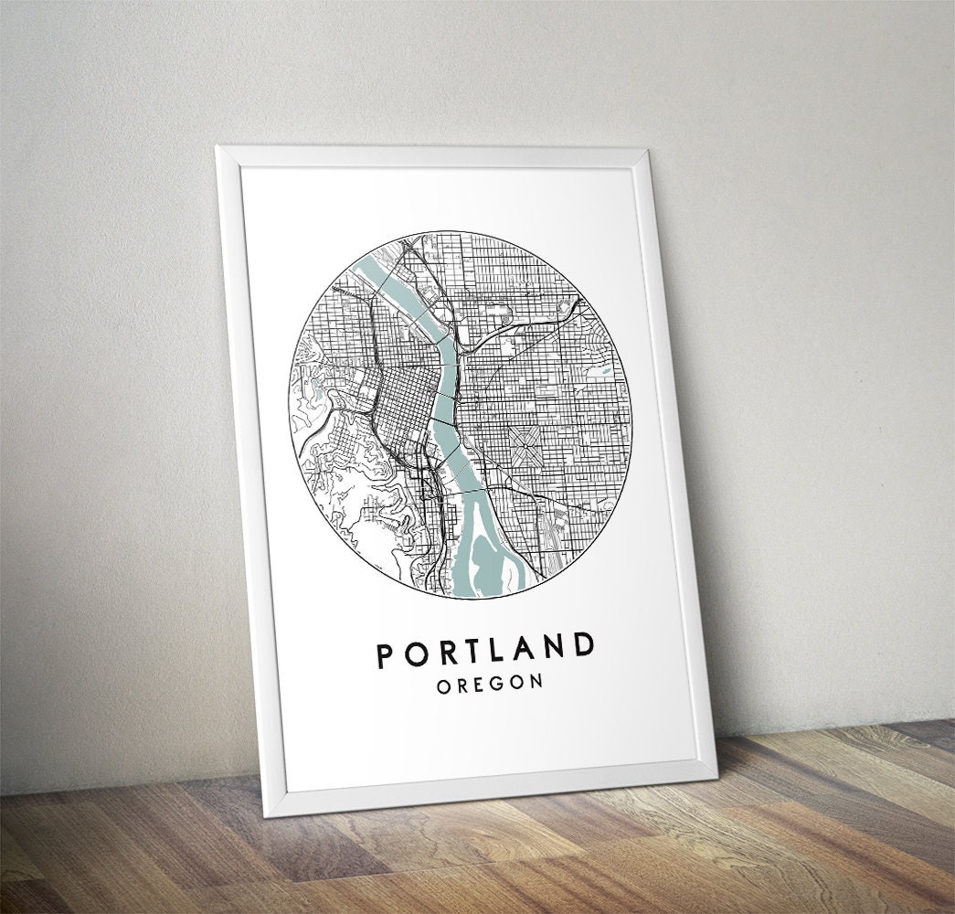 Portland City Map Print Street Map Art Portland Map Poster | Etsy