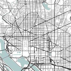 Washington DC City Map Printable, Street Map Art, Washington Map Print ...