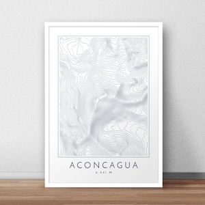 Aconcagua Topographic Map Print, Contour Lines Map Print, Aconcagua ...