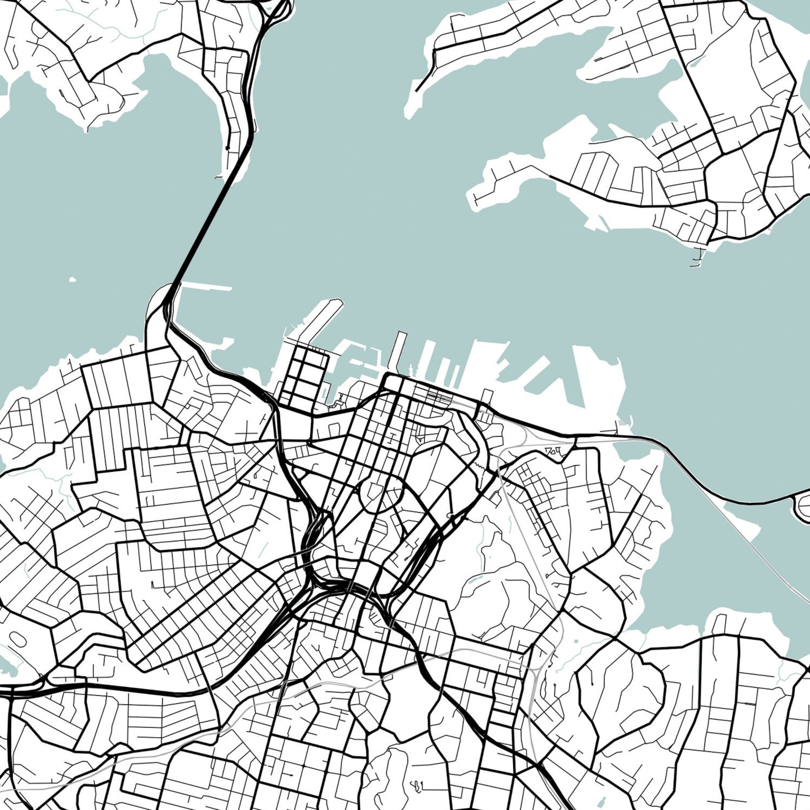 Auckland City Map Printable Street Map Art Auckland Map - Etsy