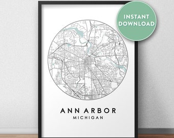 Ann Arbor Street Map - Etsy