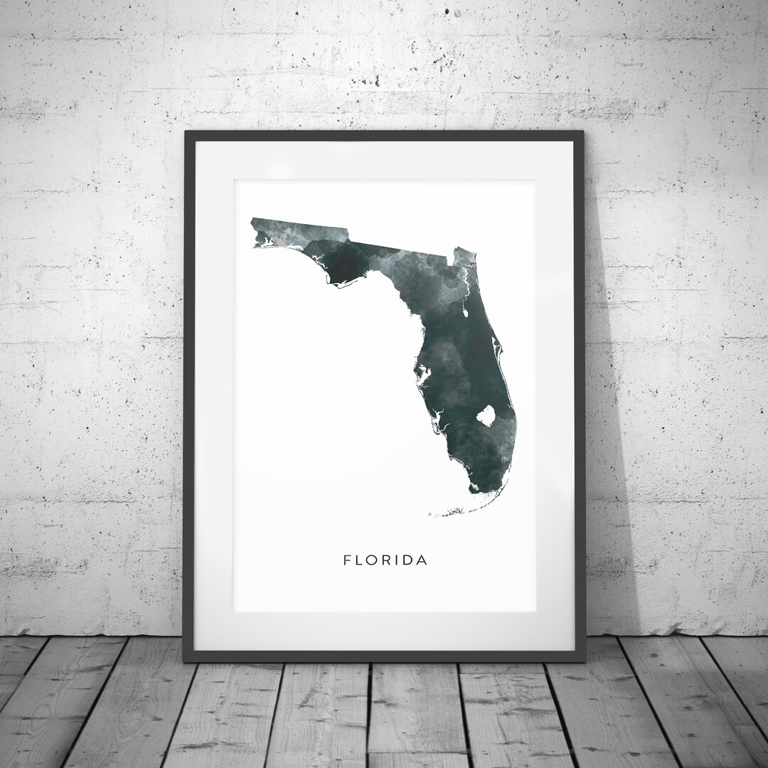 Florida Map, Watercolor Print, Florida State, Florida Poster, Florida ...