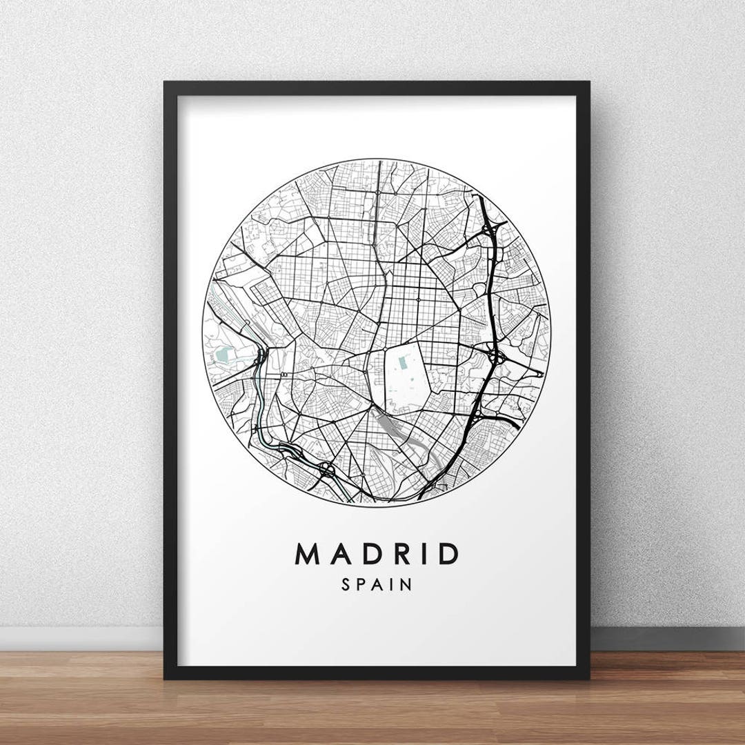Madrid City Map Print, Street Map Art, Madrid Map Poster, Madrid Map ...