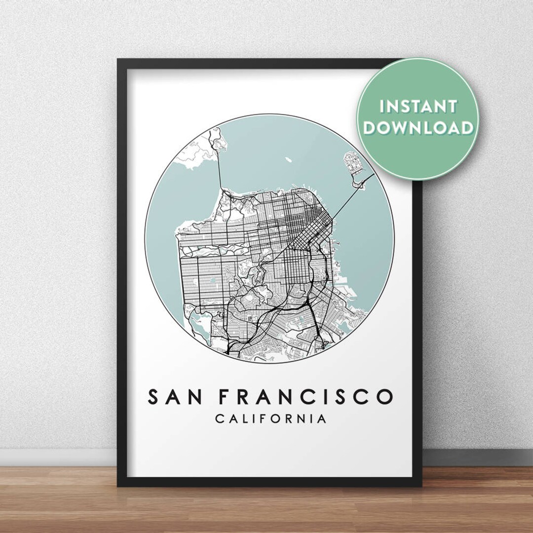 San Francisco City Map Printable, Street Map Art, San Francisco Map ...