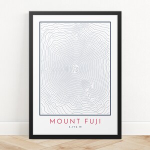 Mount Fuji Topographic Map Print, Contour Lines Map Print, Mount Fuji ...