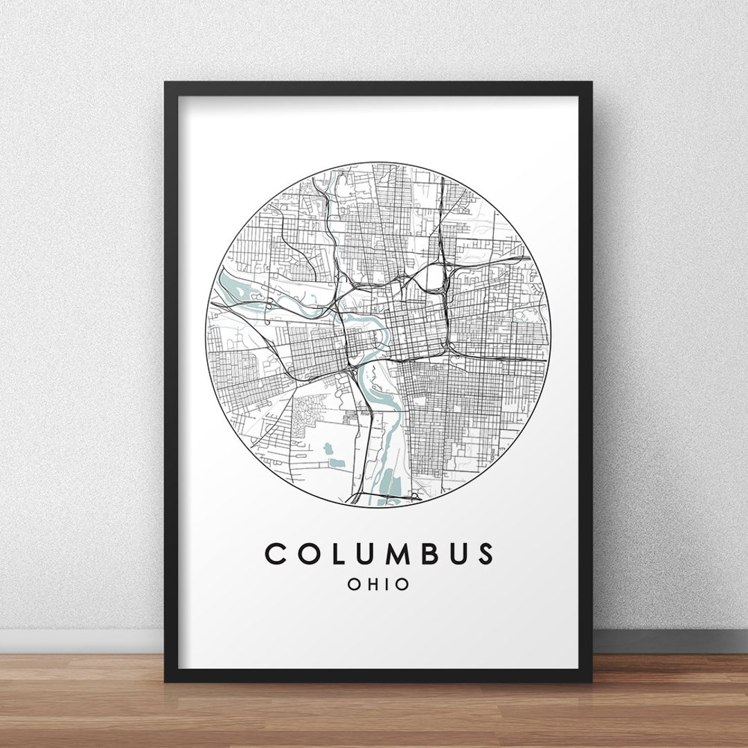 Columbus City Map Print, Street Map Art, Columbus Map Poster, Columbus ...