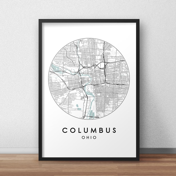Columbus City Map Print Street Map Art Columbus Map Poster | Etsy