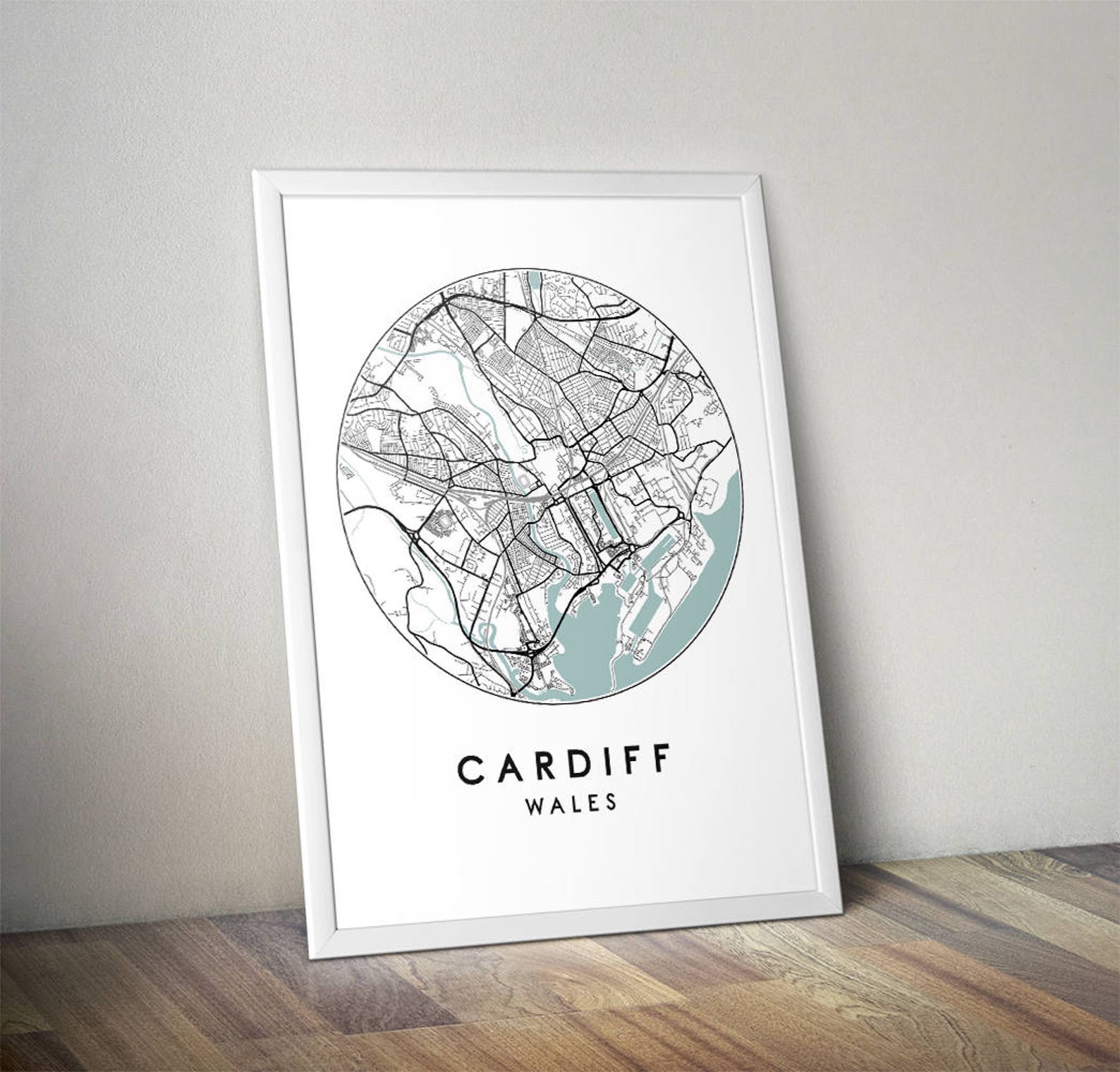 Cardiff City Map Printable Street Map Art Cardiff Map Print | Etsy UK