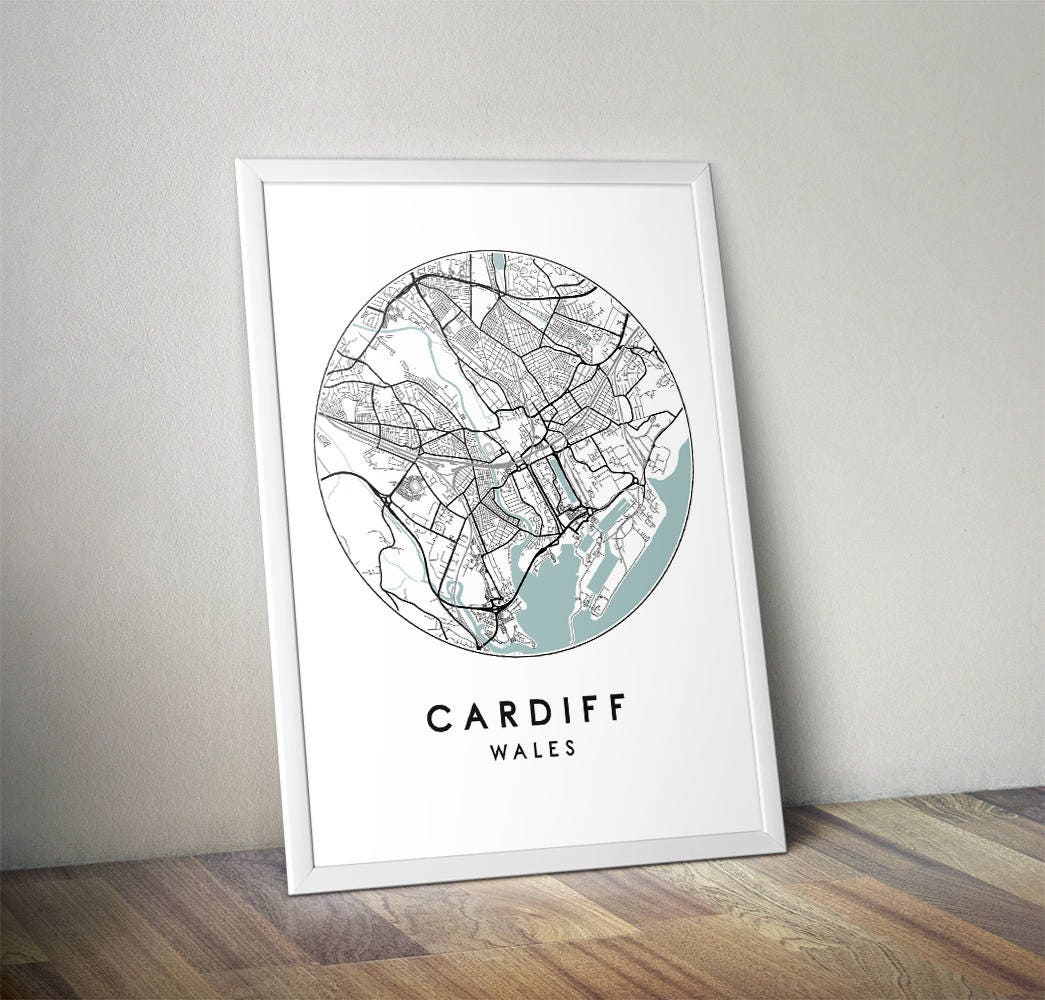 Cardiff City Map Printable Street Map Art Cardiff Map Print | Etsy UK