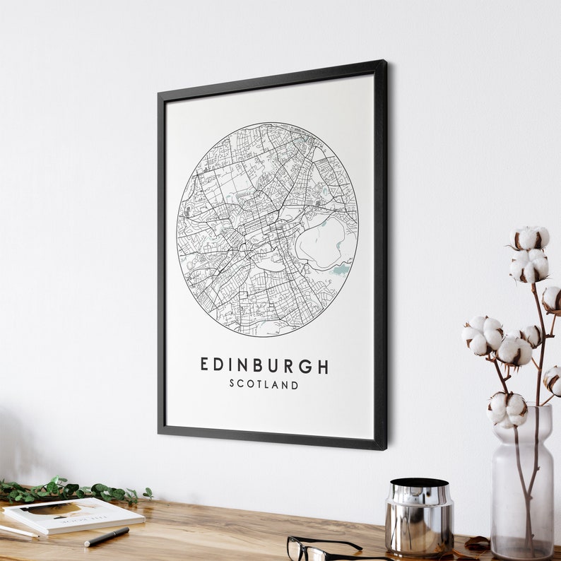 Edinburgh City Map Print Street Map Art Edinburgh Map - Etsy