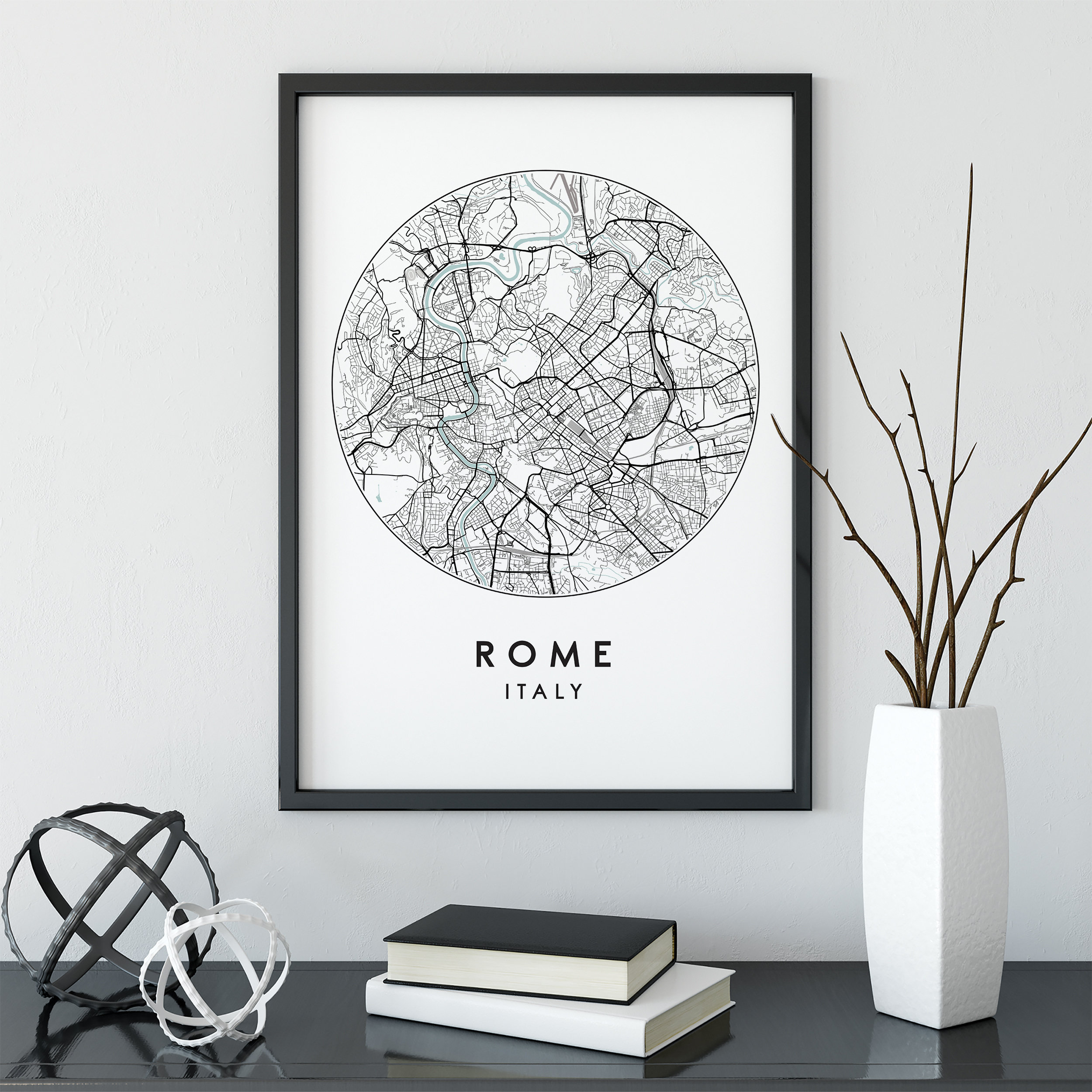 Rome City Map Print Street Map Art Rome Map Poster Rome Map - Etsy