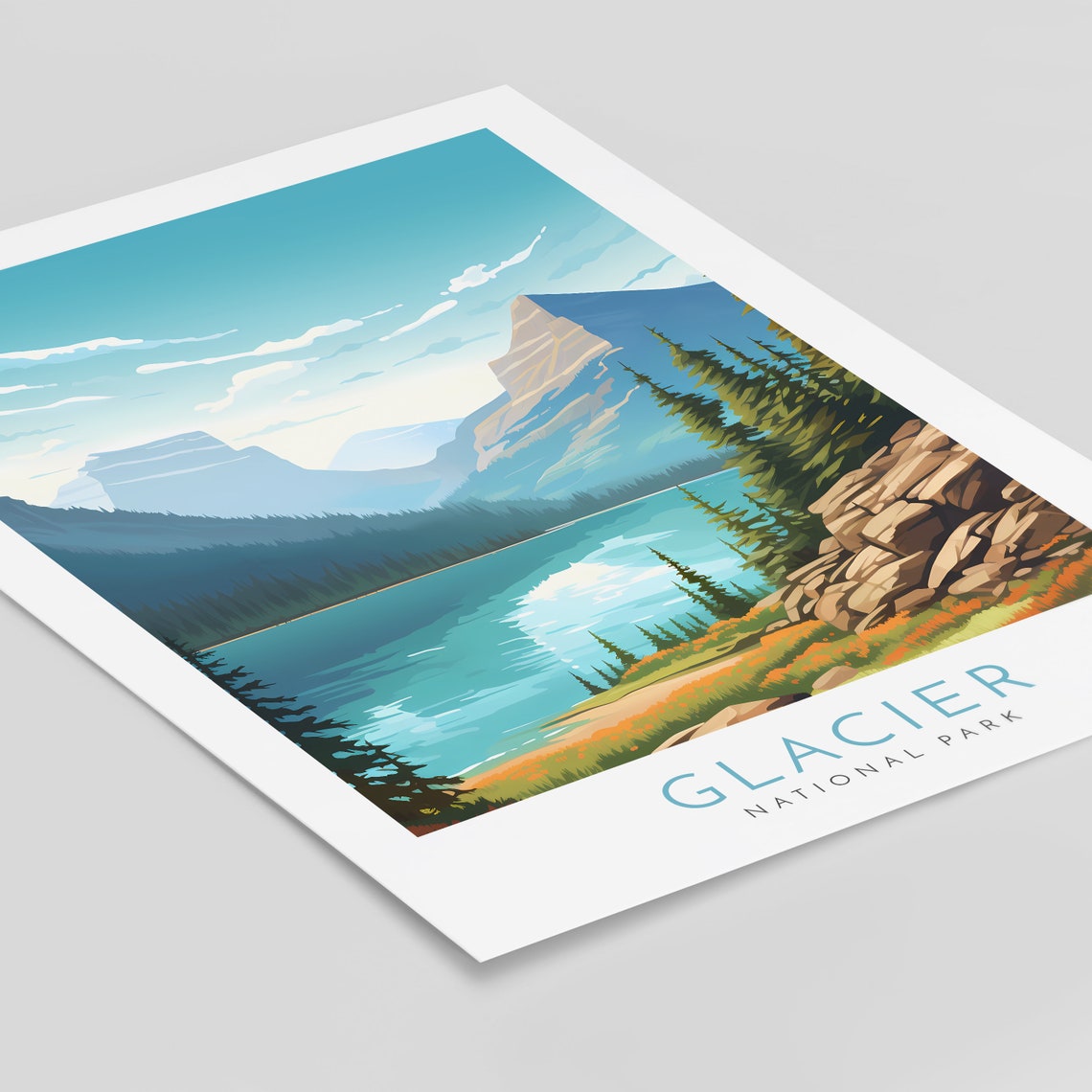 Glacier National Park Travel Poster Wall Art Print Glacier Poster ...