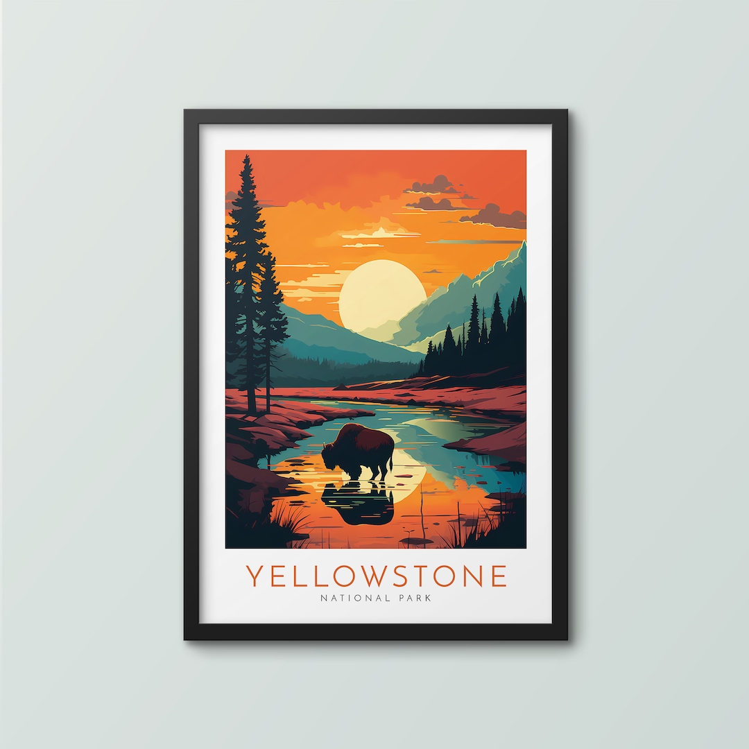 Yellowstone National Park Travel Poster Wall Art Print Yellowstone ...