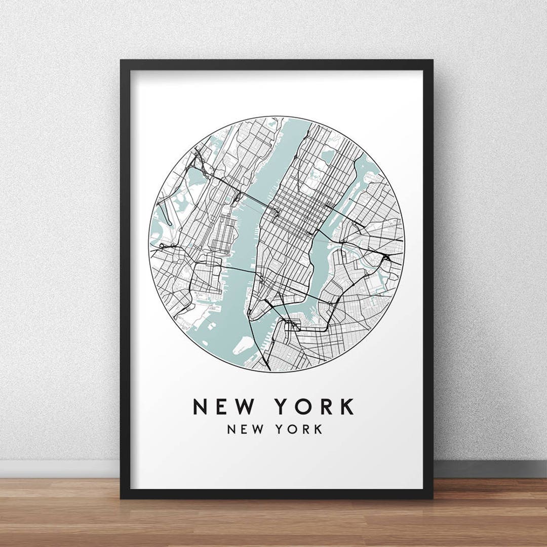 New York City Map Print, Street Map Art, New York Map Poster, New York ...