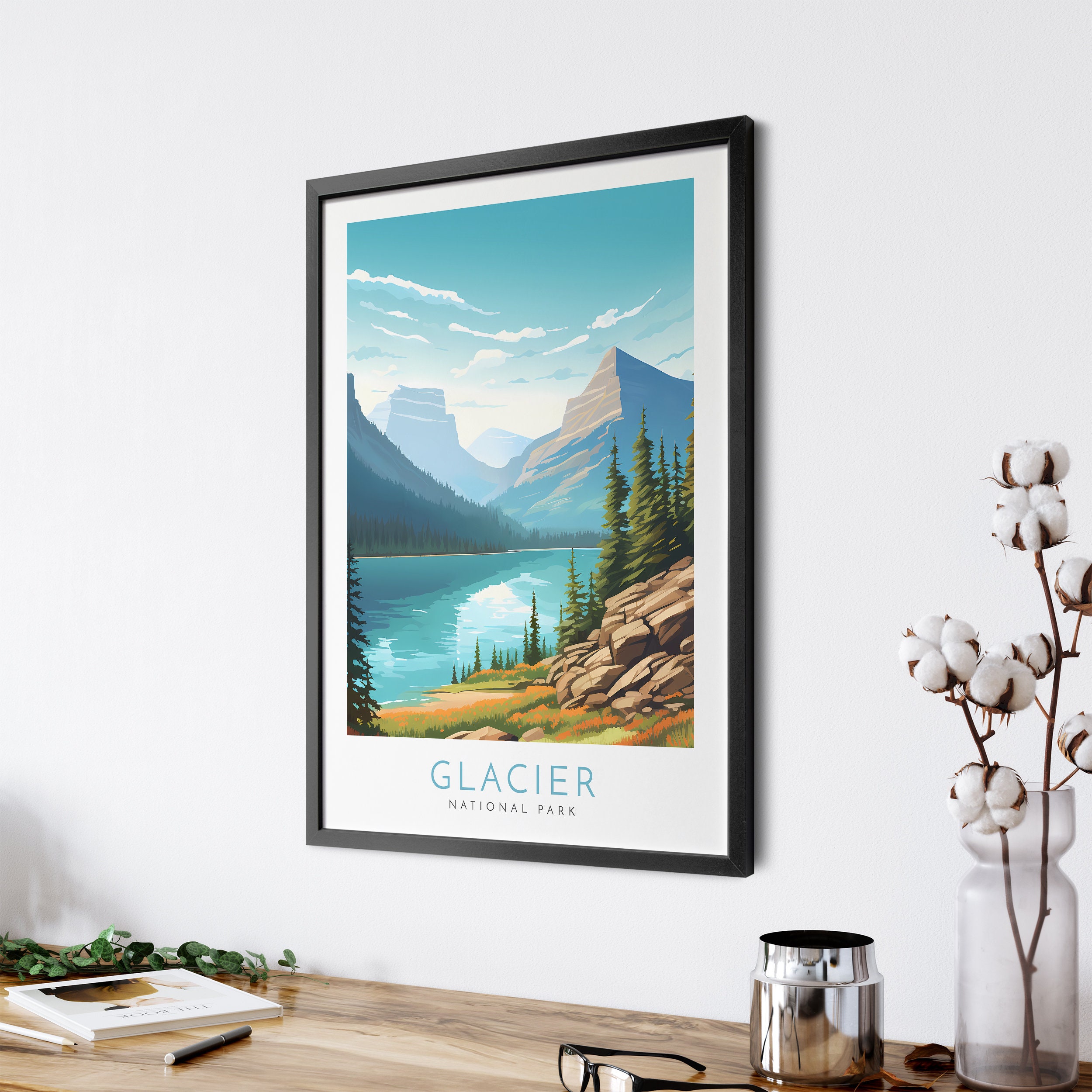 Glacier National Park Travel Poster Wall Art Print Glacier Poster ...