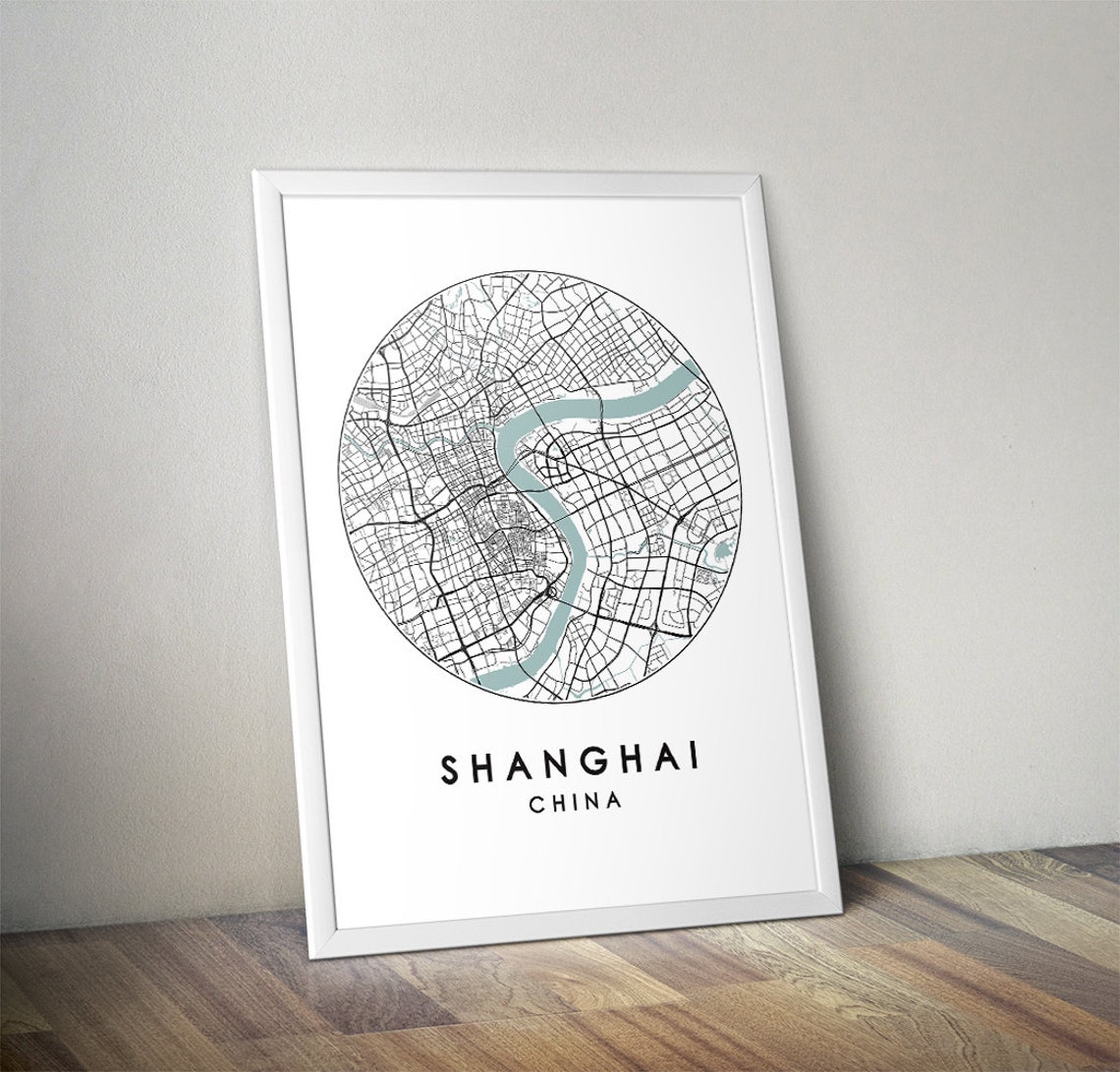 Shanghai City Map Printable, Street Map Art, Shanghai Map Print, City ...