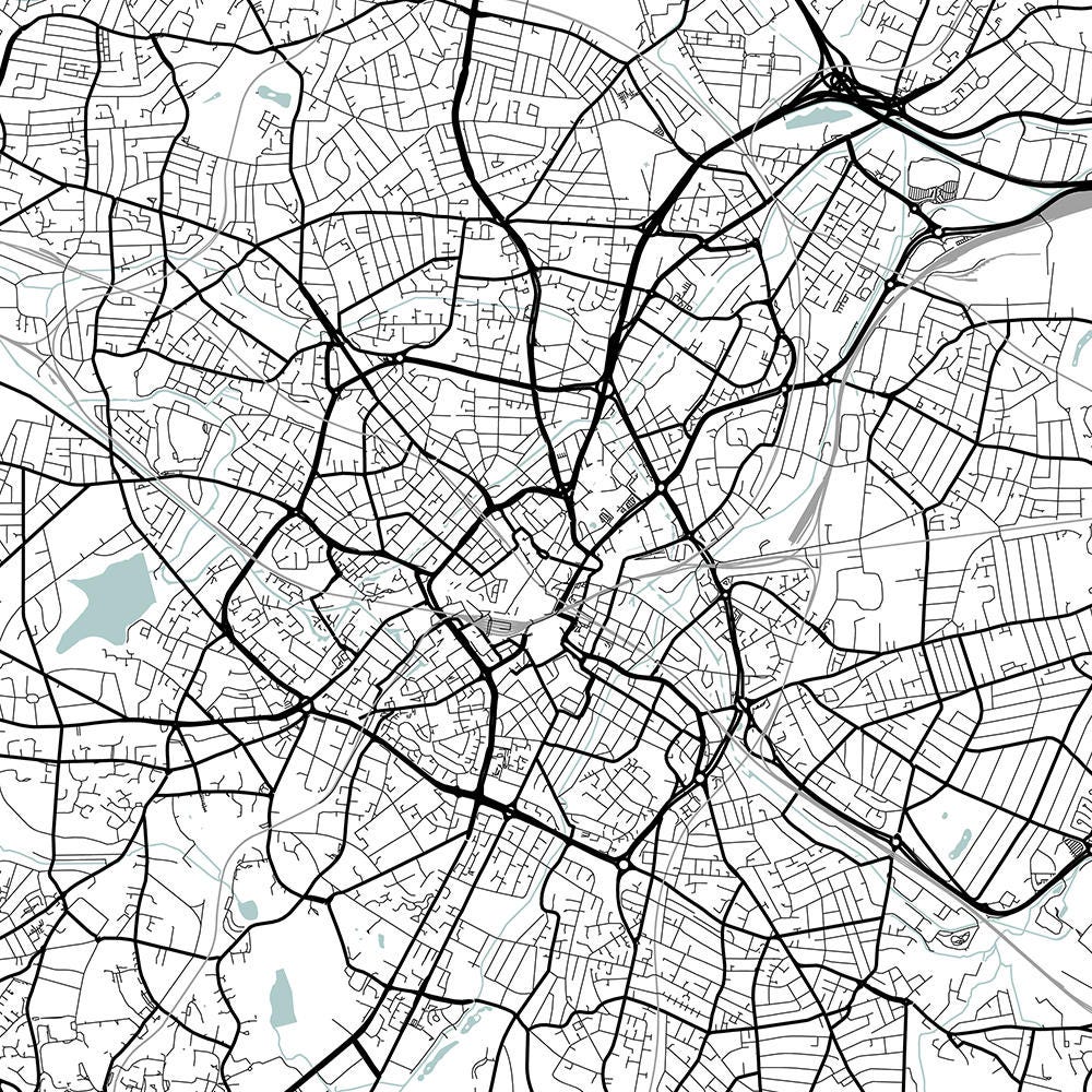 Birmingham City Map Printable Street Map Art Birmingham Map - Etsy Ireland