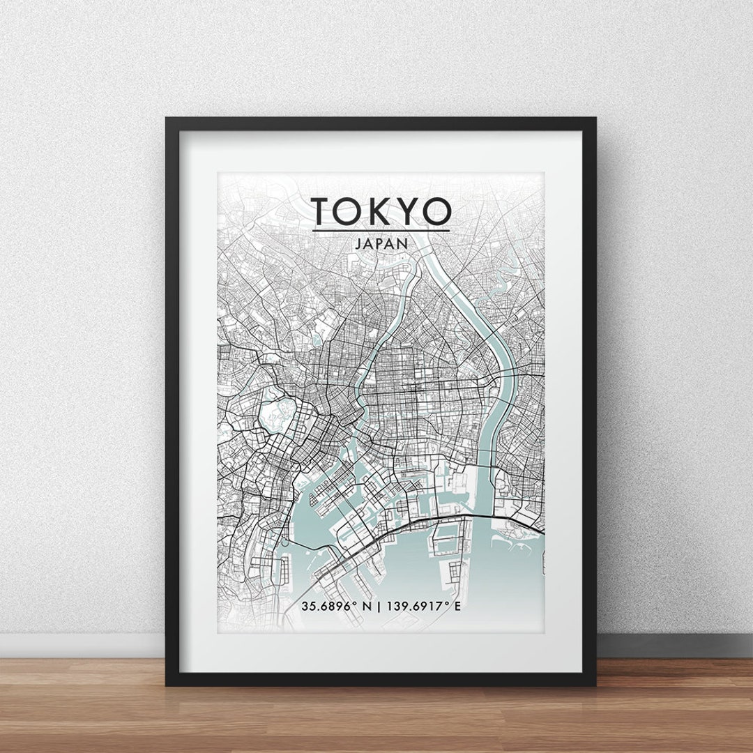 Tokyo City Map Print, Street Map Art, Tokyo Map Poster, Tokyo Map Print ...