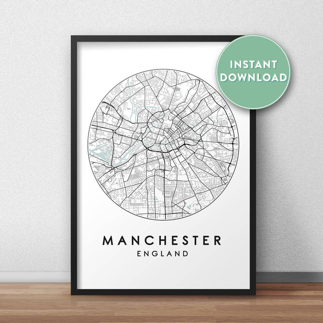 Manchester City Map Printable, Street Map Art, Manchester Map Print ...