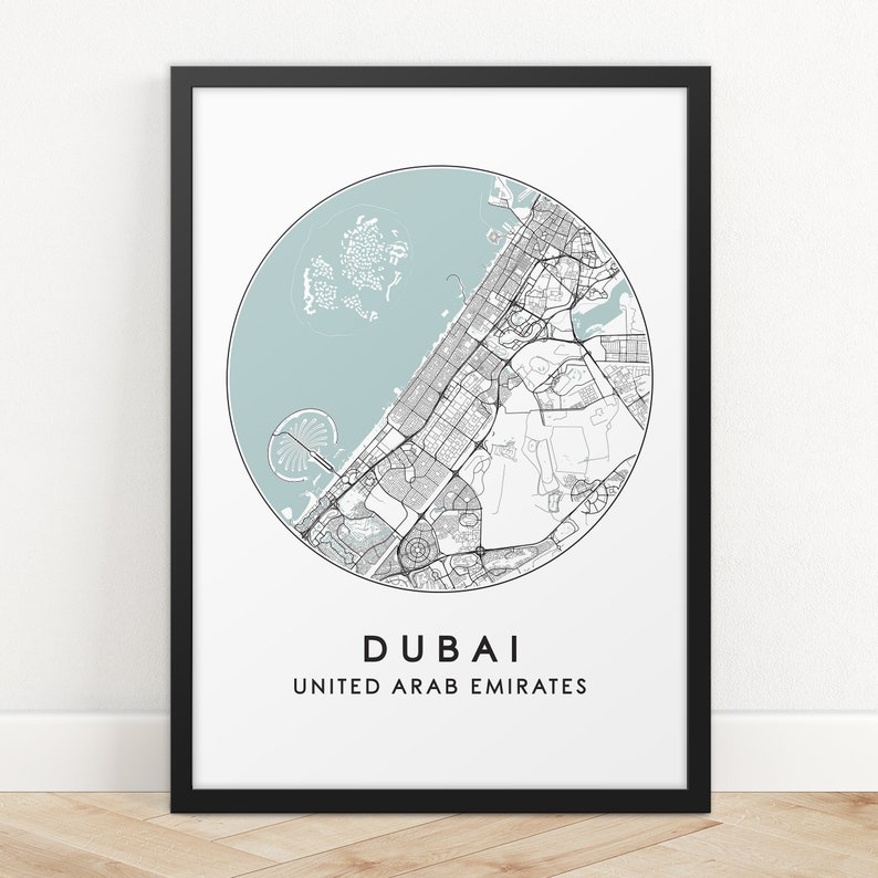 Dubai City Map Print, Street Map Art, Dubai Map Poster, Dubai Map Print ...