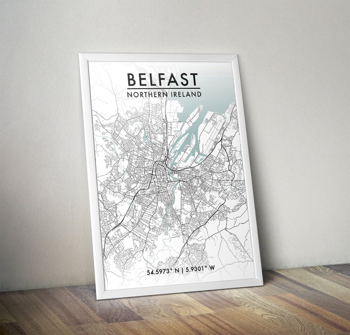 Belfast City Map Print Street Map Art Belfast Map Poster - Etsy Australia