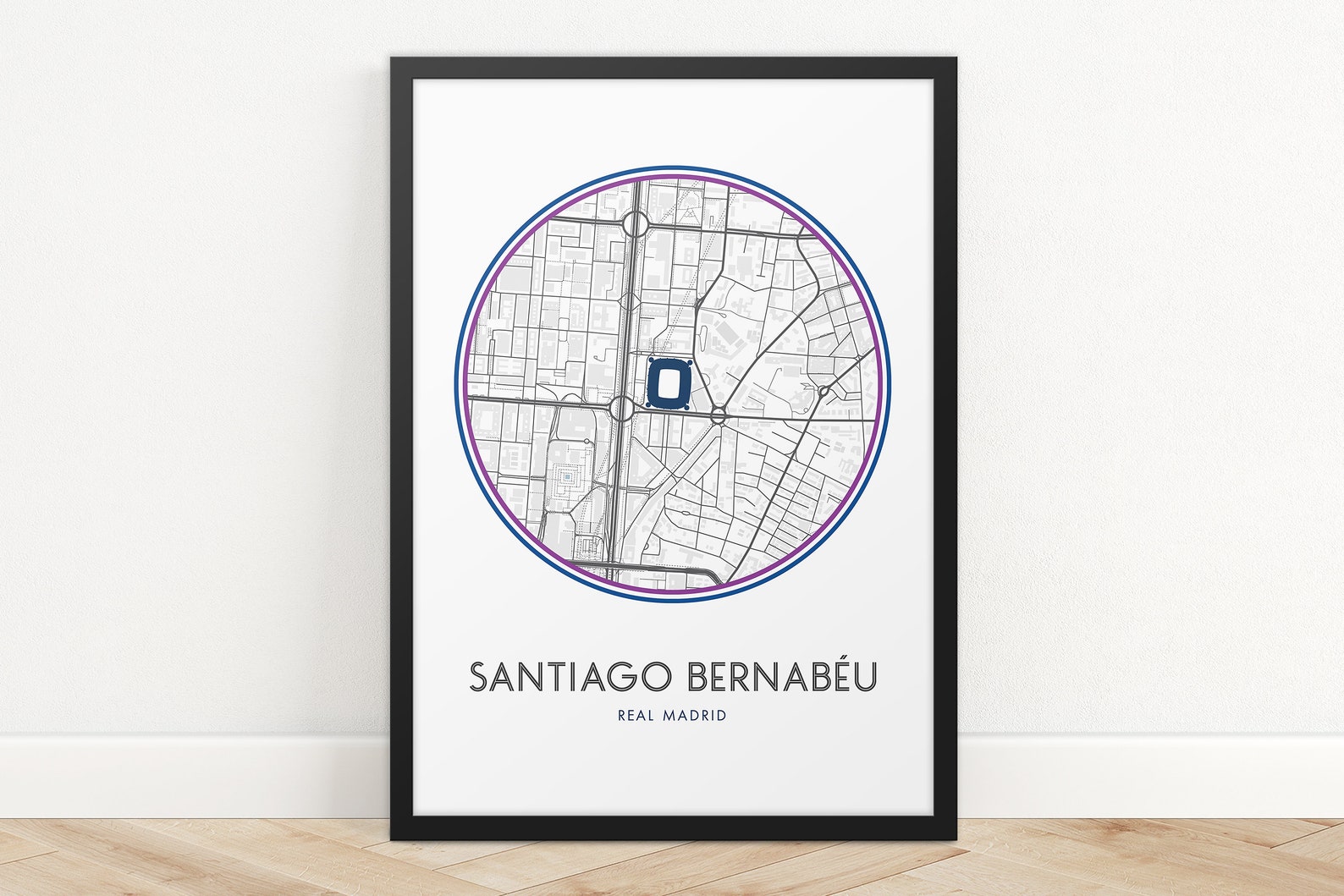 Santiago Bernabeu Stadium Map Print, Real Madrid Print, Football Club ...