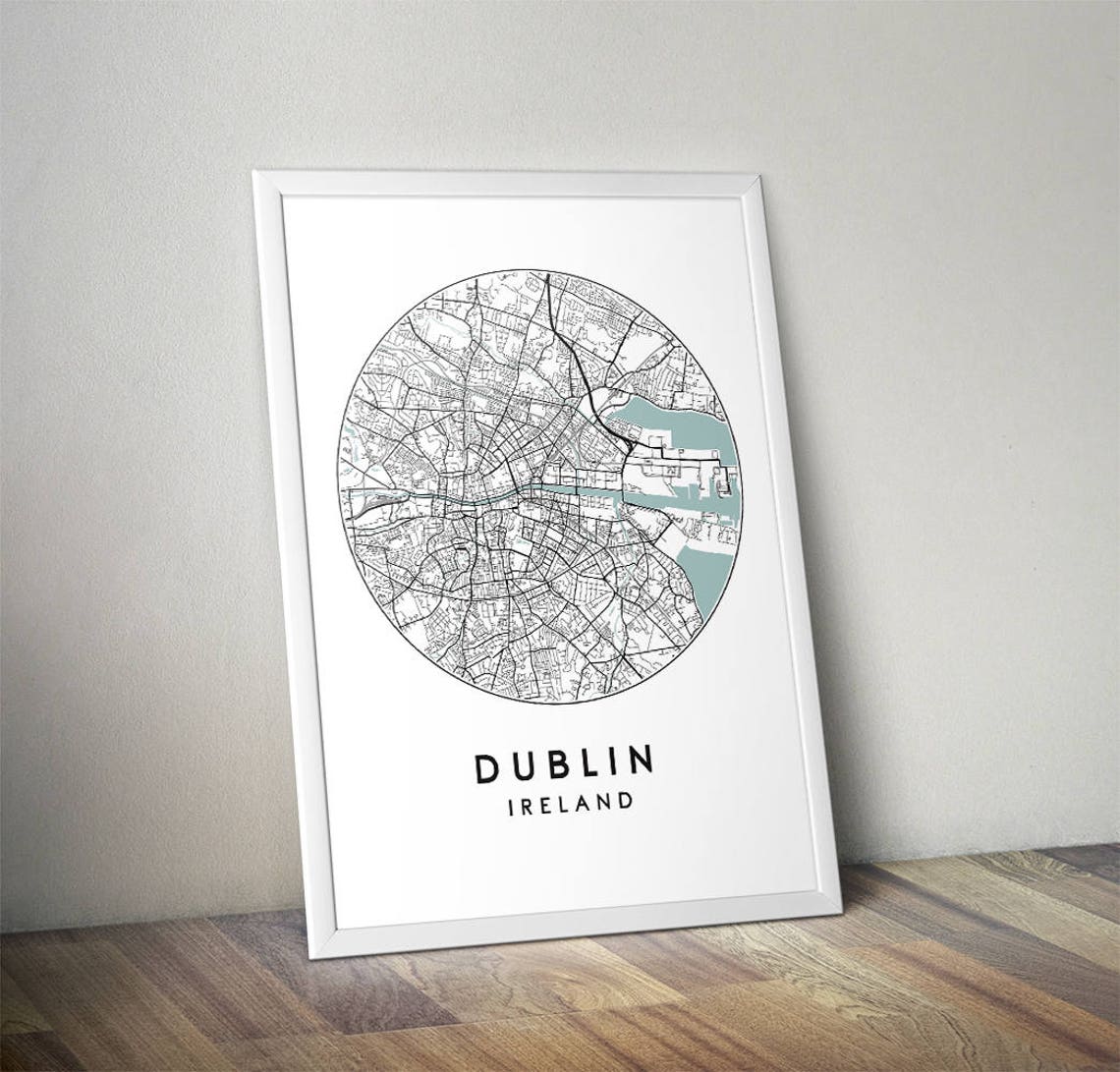 Dublin City Map Print Street Map Art Dublin Map Poster | Etsy
