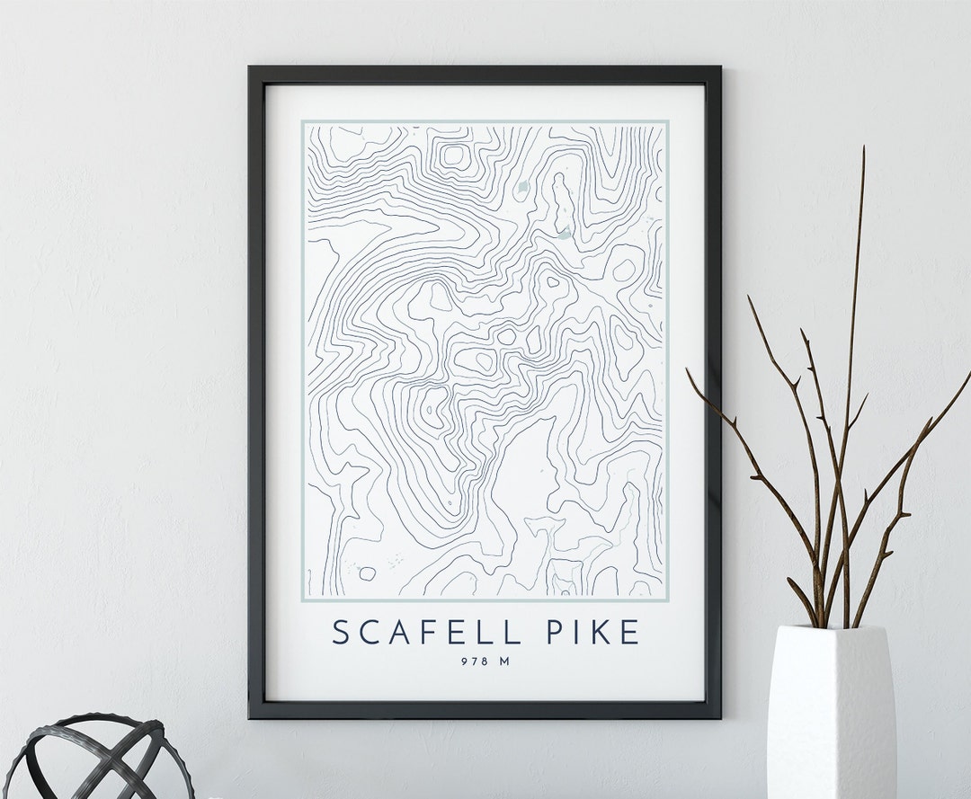 Scafell Pike Topographic Map Print, Contour Lines Map Print, Scafell ...