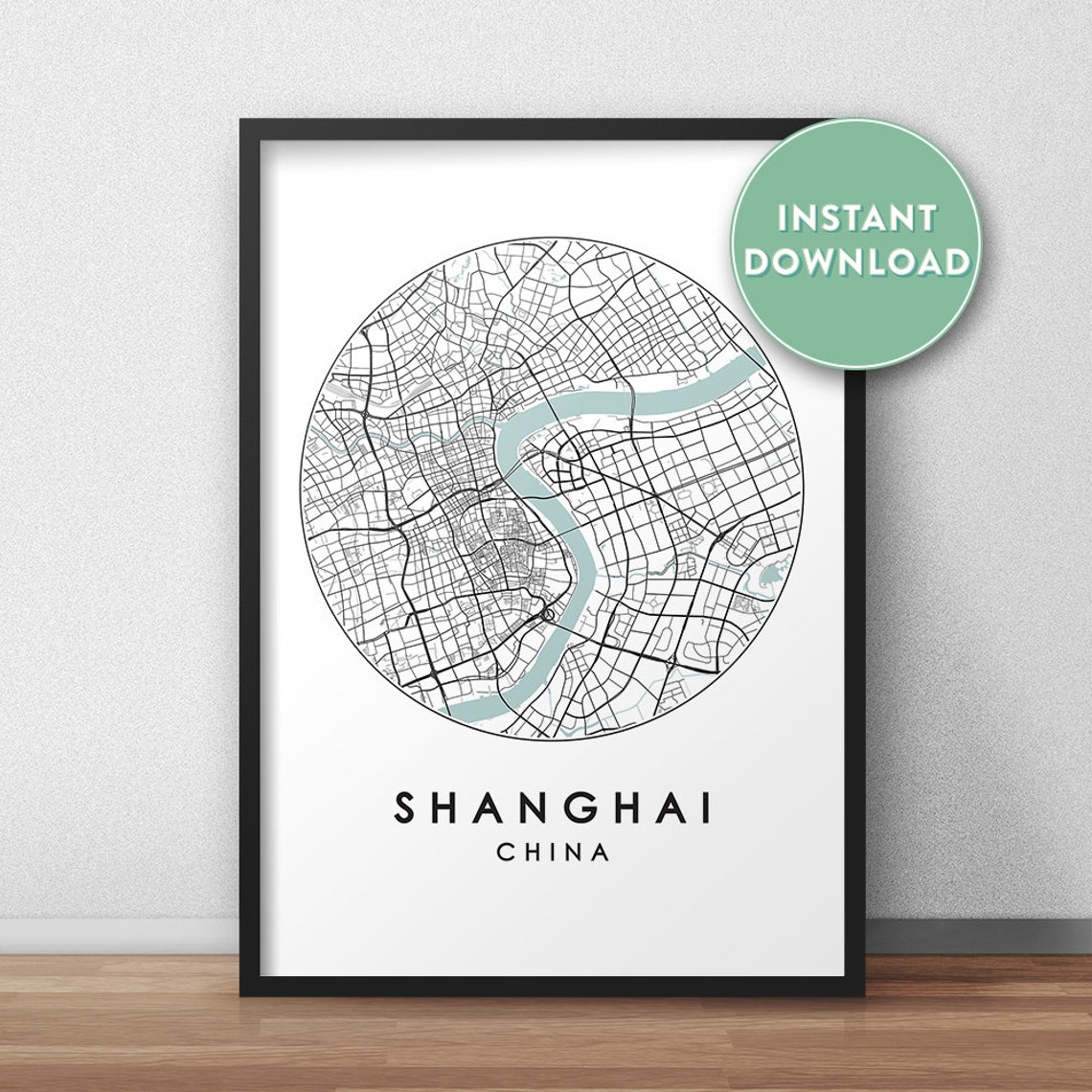Shanghai City Map Printable Street Map Art Shanghai Map | Etsy