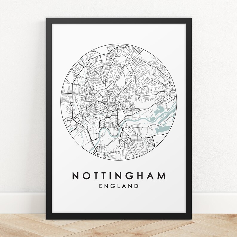Nottingham City Map Print Street Map Art Nottingham Map - Etsy UK