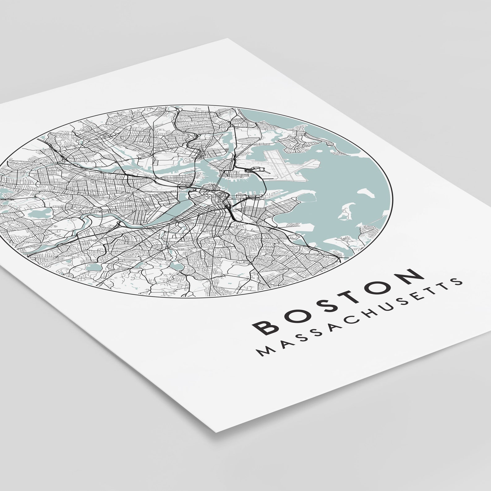 Boston City Map Print Street Map Art Boston Map Poster | Etsy UK