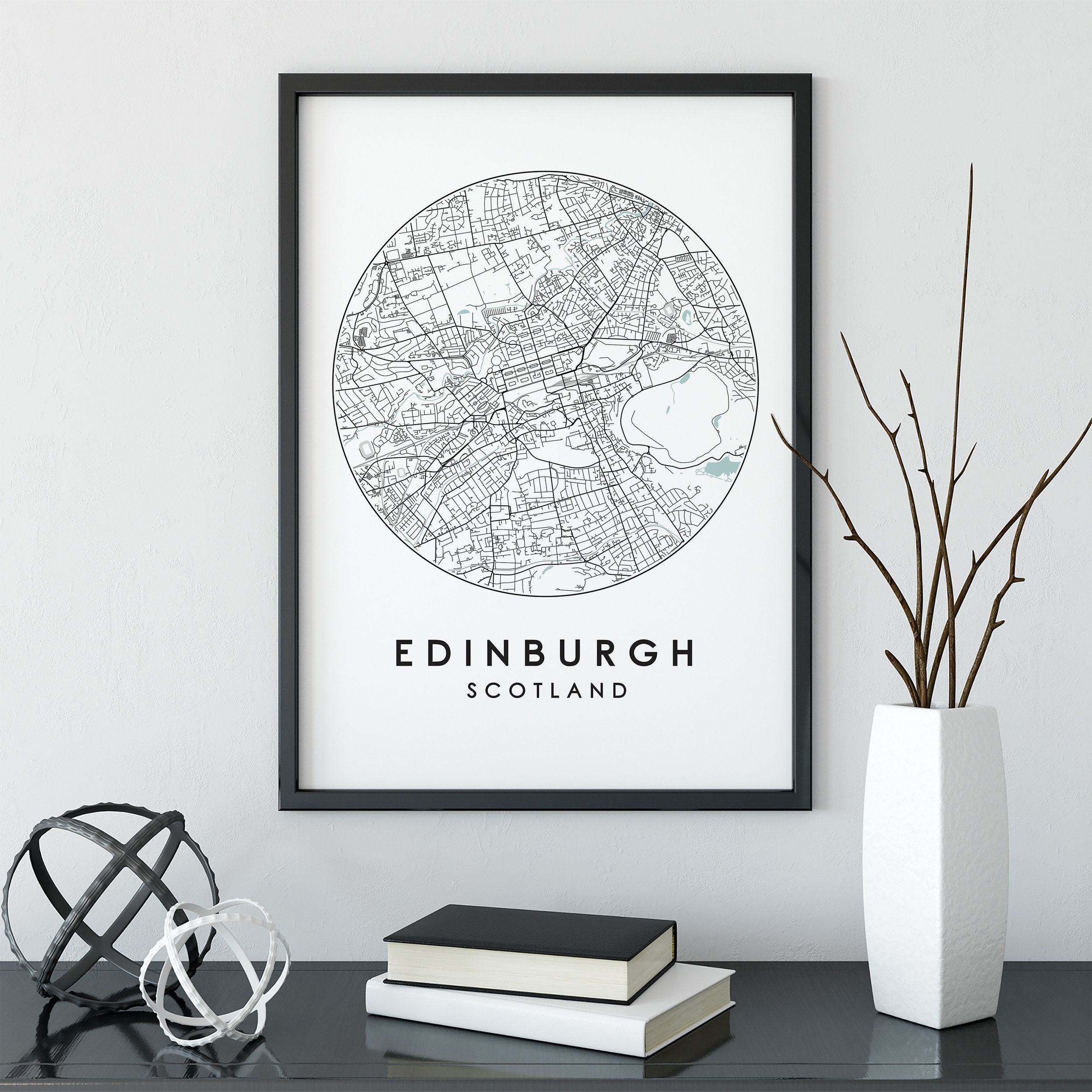 Edinburgh City Map Print Street Map Art Edinburgh Map - Etsy
