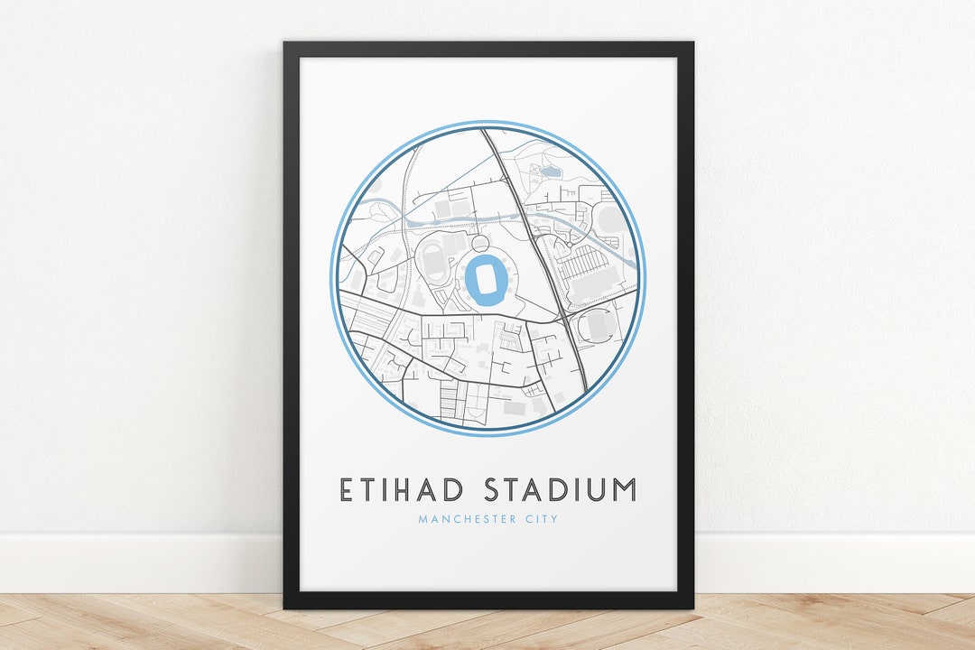 Etihad Stadium Map Print, Manchester City FC Print, Football Club Print ...
