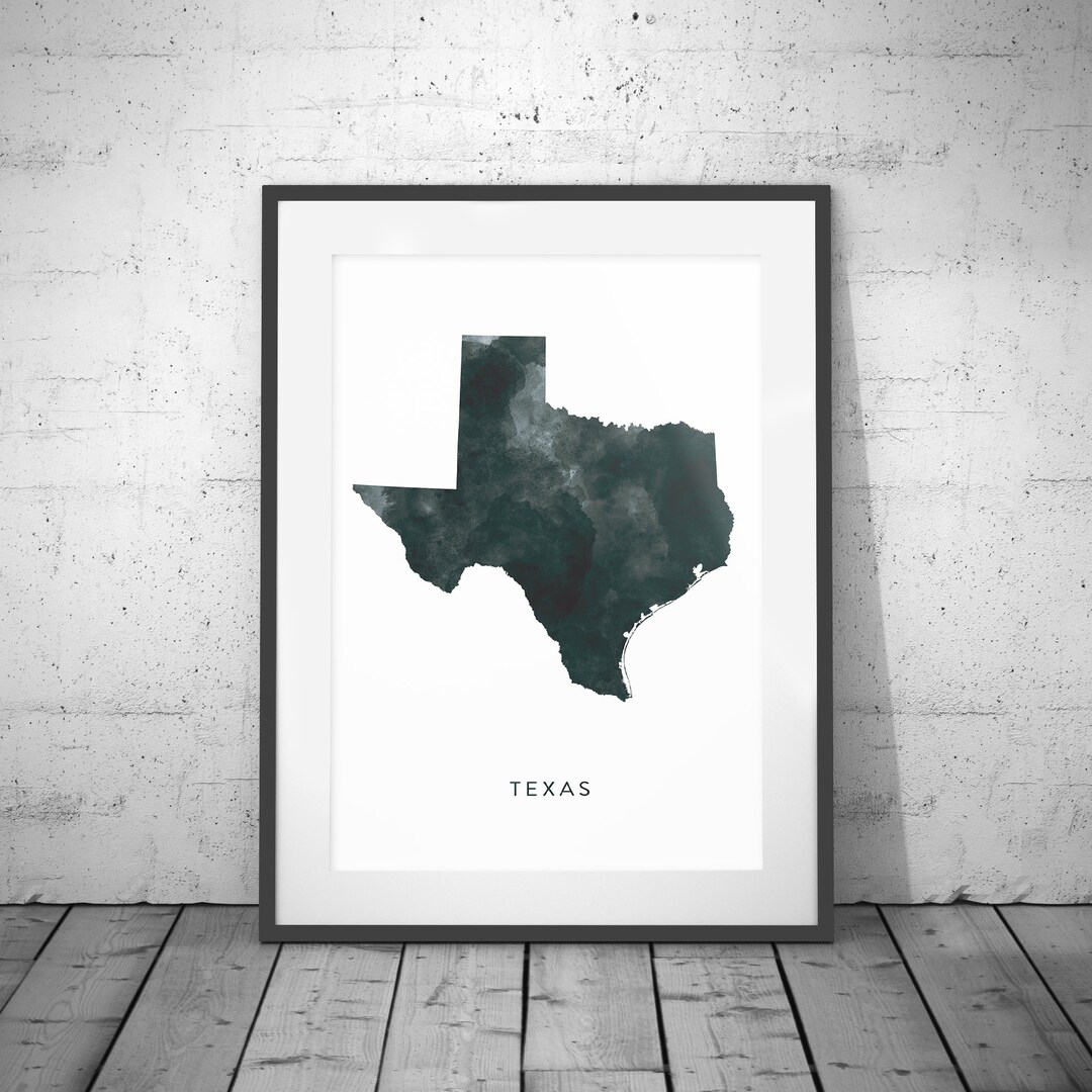 Texas Map, Watercolor Print, Texas State, Texas Poster, Texas Print ...