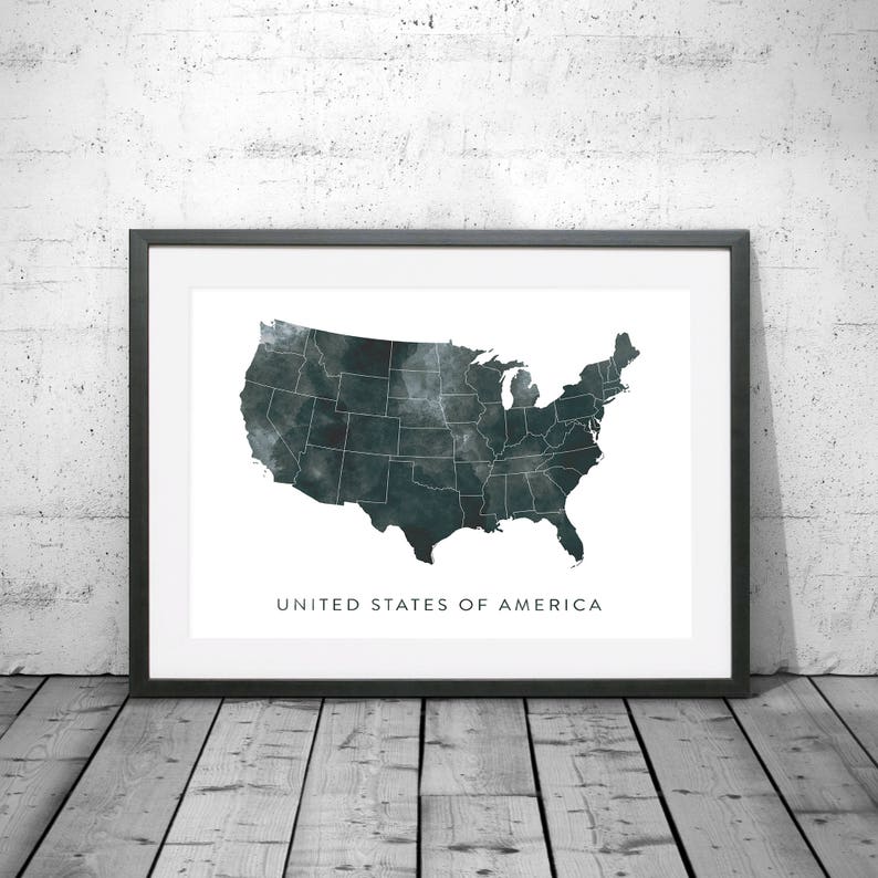 United States Map Watercolour Print Watercolor Map Art | Etsy